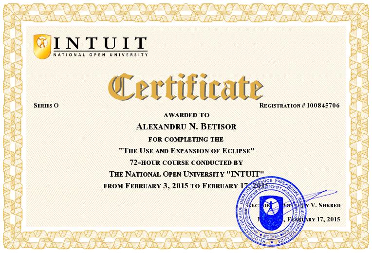 НОУ ИНТУИТ | Мой сертификат: Использование и расширение Eclipse